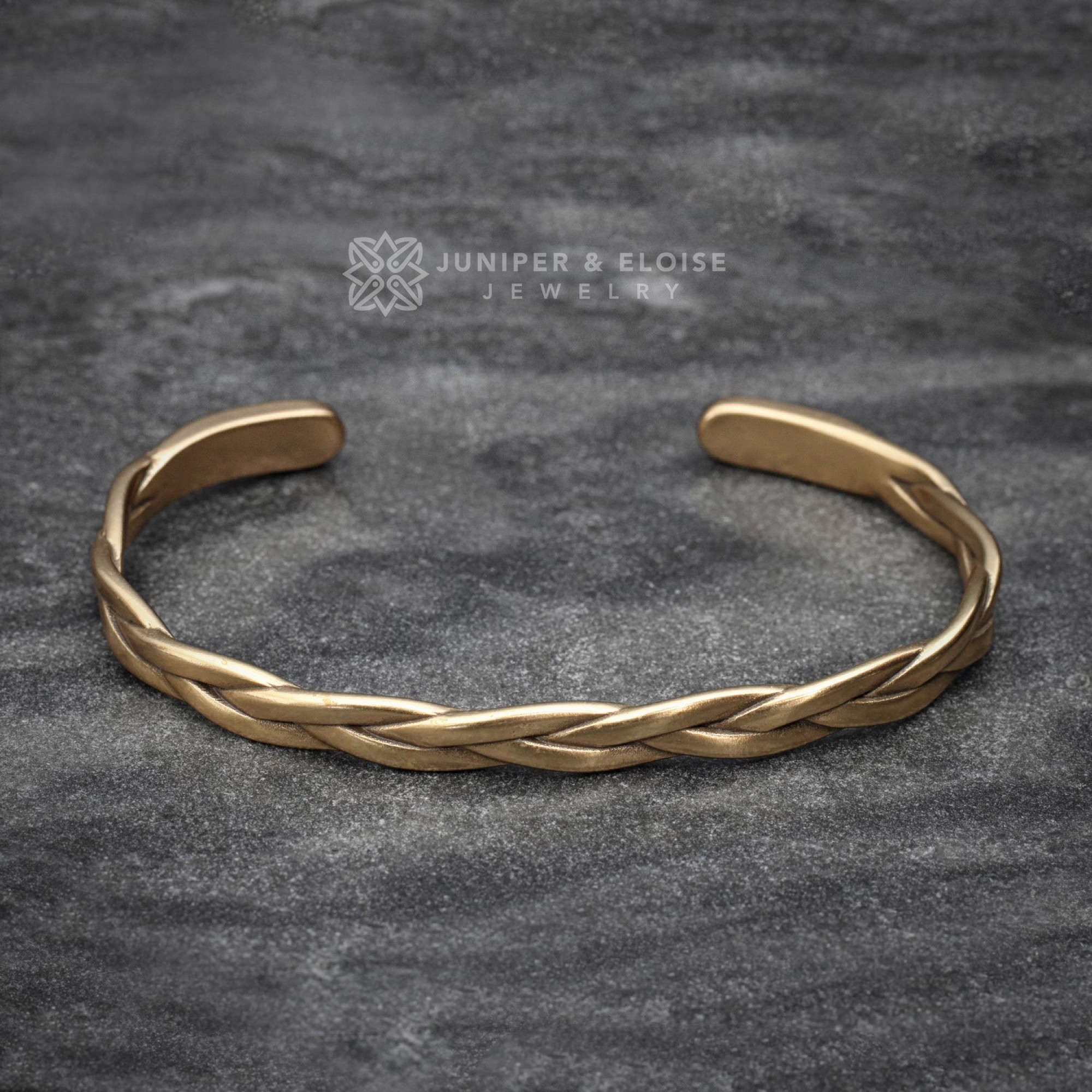 Mens 18K Gold Plated Steel Braid Bangle
