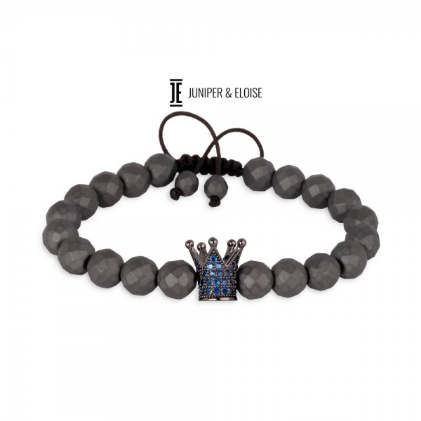 Matte Hematite Snake Beaded Elastic Bracelet