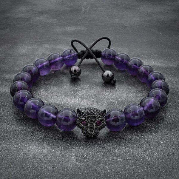 Amethyst Beaded Rose Gold Tiger Bracelet