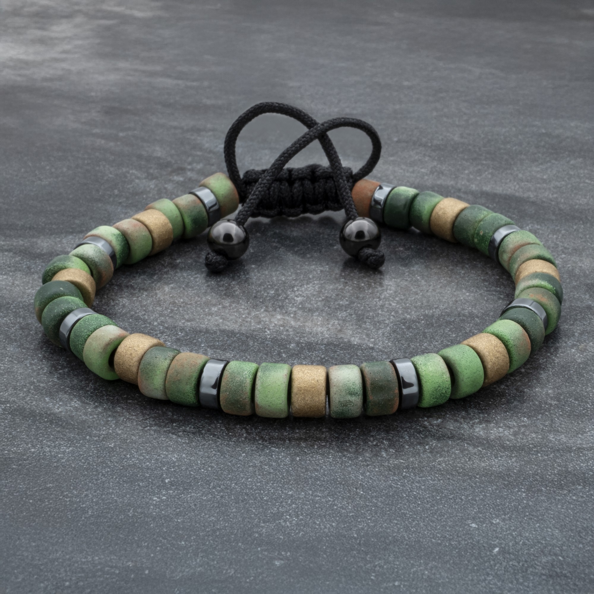 Grunge Green and Gold Beaded Bracelet